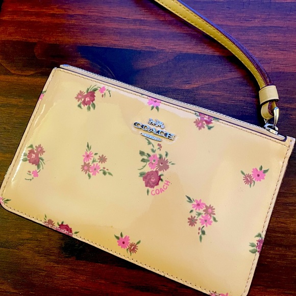 Coach | Bags | Coach Yellow Floral Wristlet | Poshmark